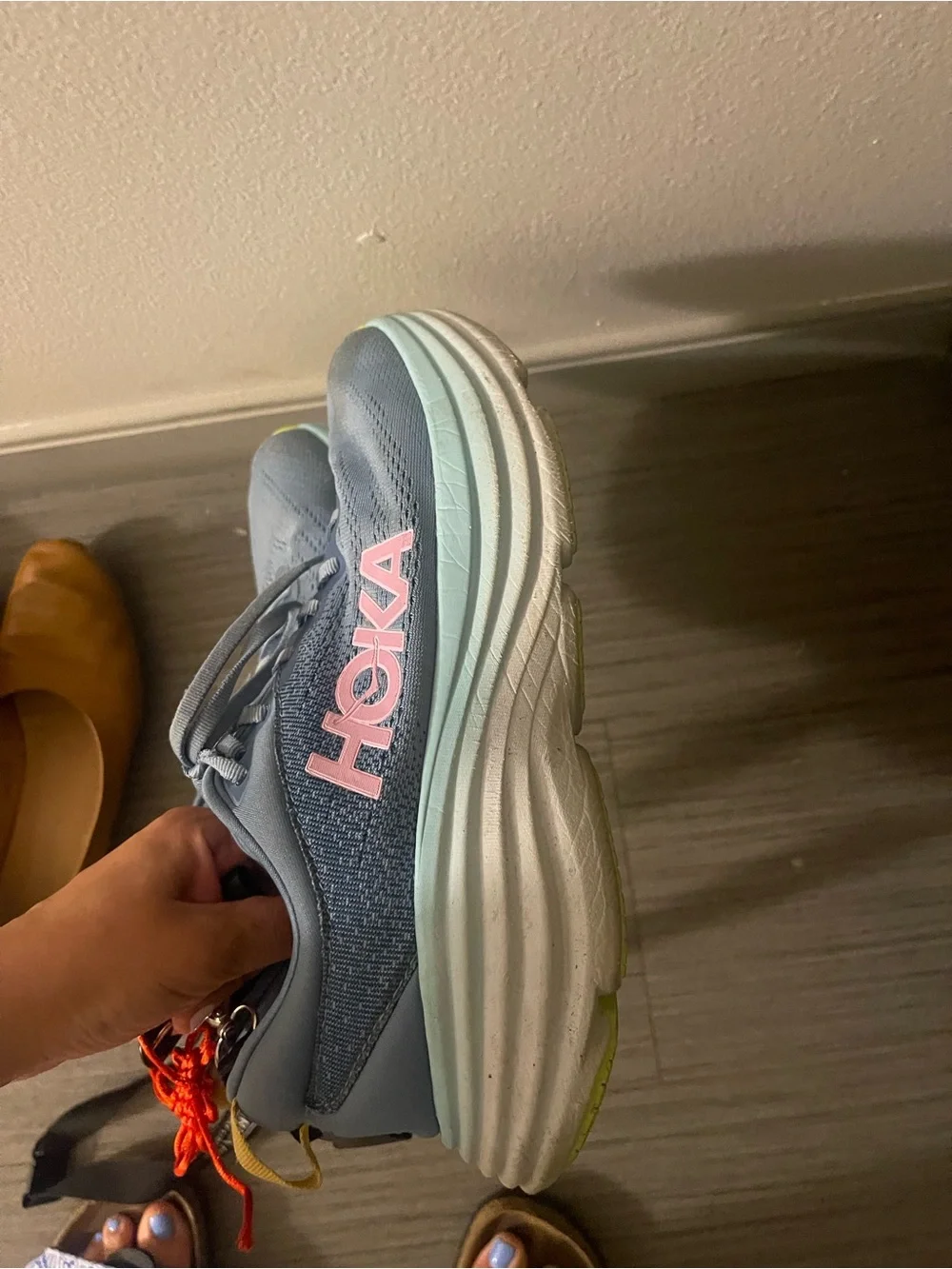 Hoka | Shoes | Hoka Womens Gray Athletic Running Shoes With Pink Logo ...